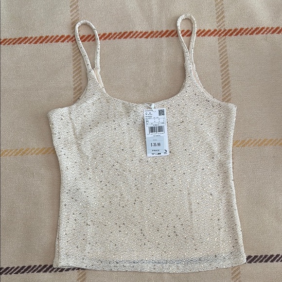Mango | Tops | Mango Cream Sequin Fitted Camisole | Poshmark